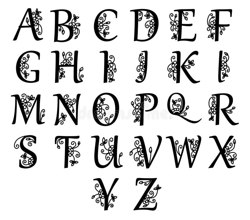 Vector Hand Drawn Floral Alphabet Monograms or Logos.Initials ...