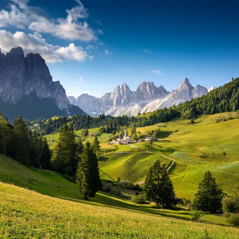 Apline Valley, AI Generated Stock Illustration - Illustration of italia ...