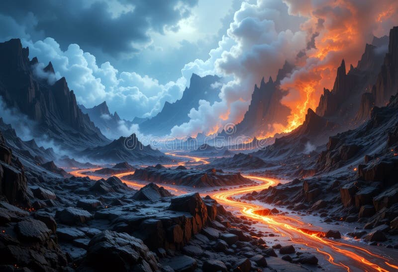 Apocalypse in Amber and Scarlet. Stock Image - Image of lightning ...