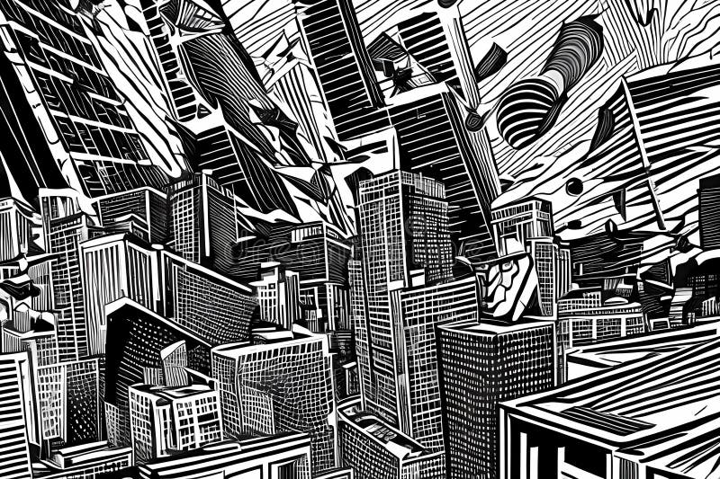 Apocalypse City Road with Fire Building Cartoon Stock Vector ...