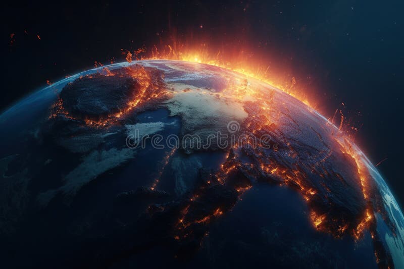 Apocalypse, Fire and Melting of Planet Earth. Global Warming of the ...