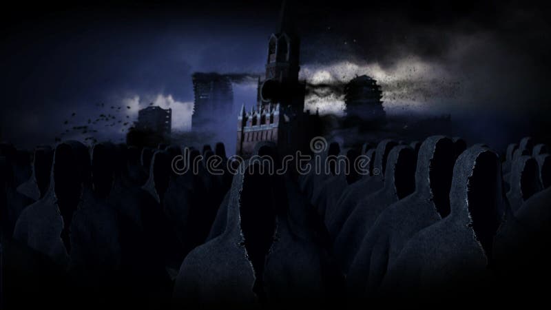 Apocalypse Moscow City in Fog. Destroyed City. Apocalypse Concept. 3d ...