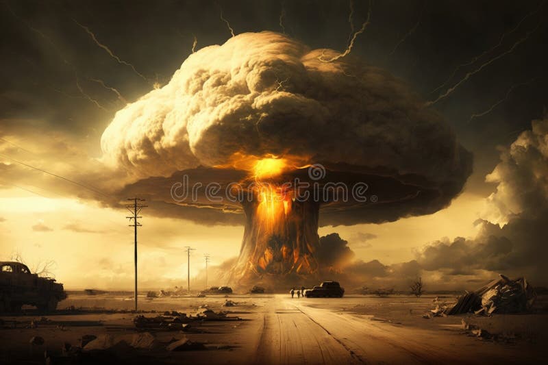 Apocalypse and Nuclear Mushroom from Explosion, Environmental Disaster ...