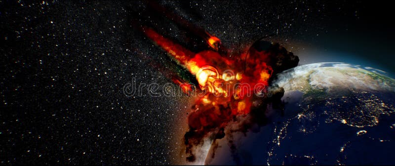 Apocalypse, Space Disaster, Asteroid Flying Towards Earth, 3d ...