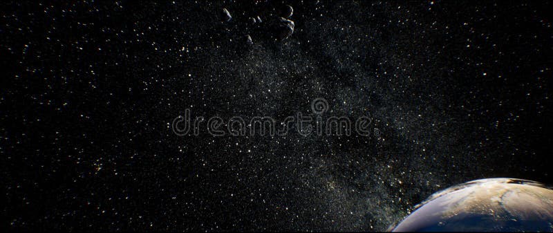 Apocalypse, Space Disaster, Asteroid Flying Towards Earth, 3d ...