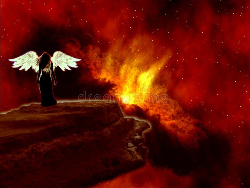 Apocalyptic angel in hell stock image. Image of birds - 192907727