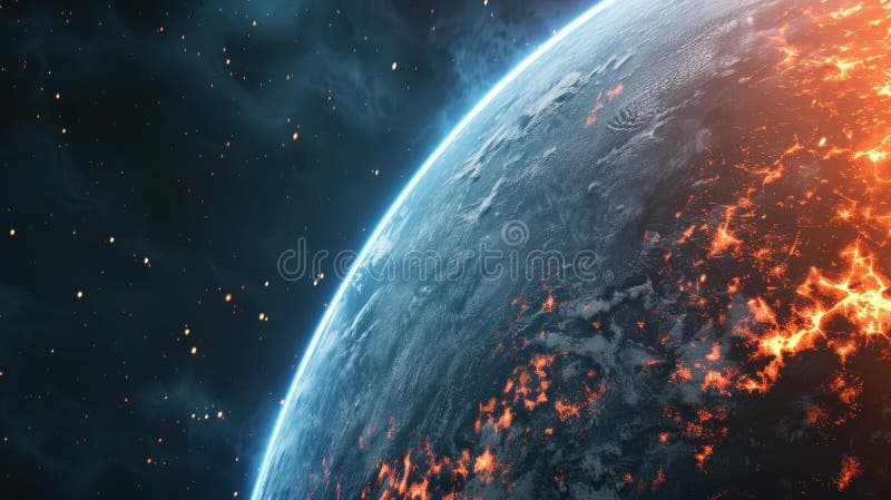 Apocalyptic Background of a Burning, Exploding Planet. Image Elements ...