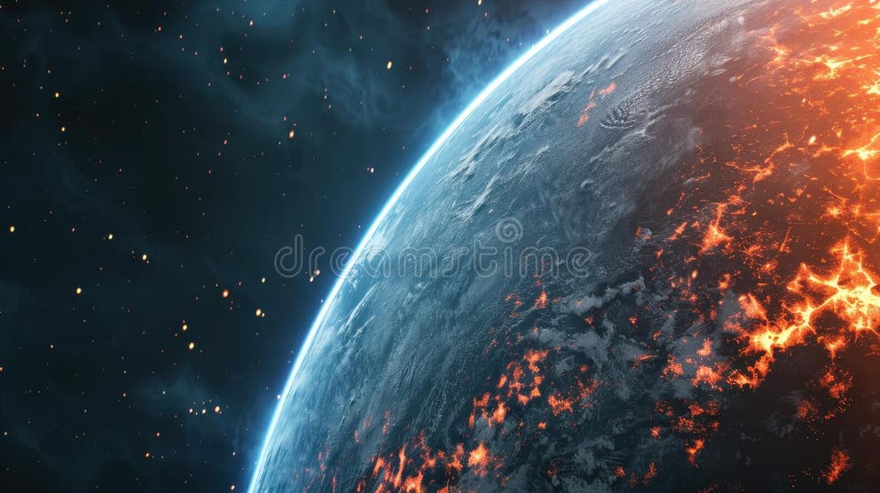 Apocalyptic Background of a Burning, Exploding Planet. Image Elements ...