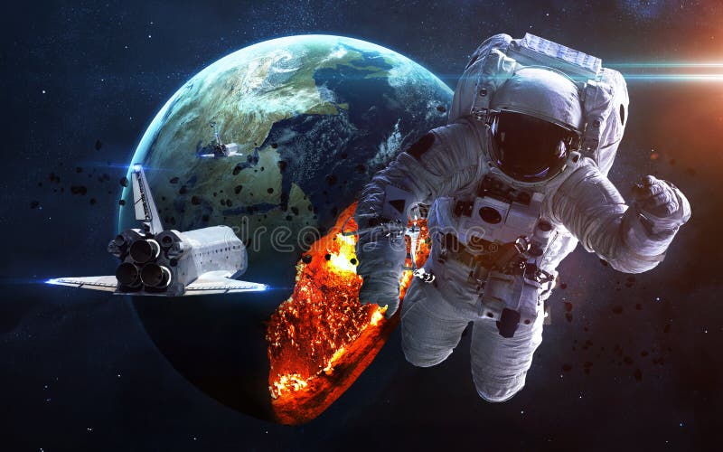 Astronaut Earth Blowing Up