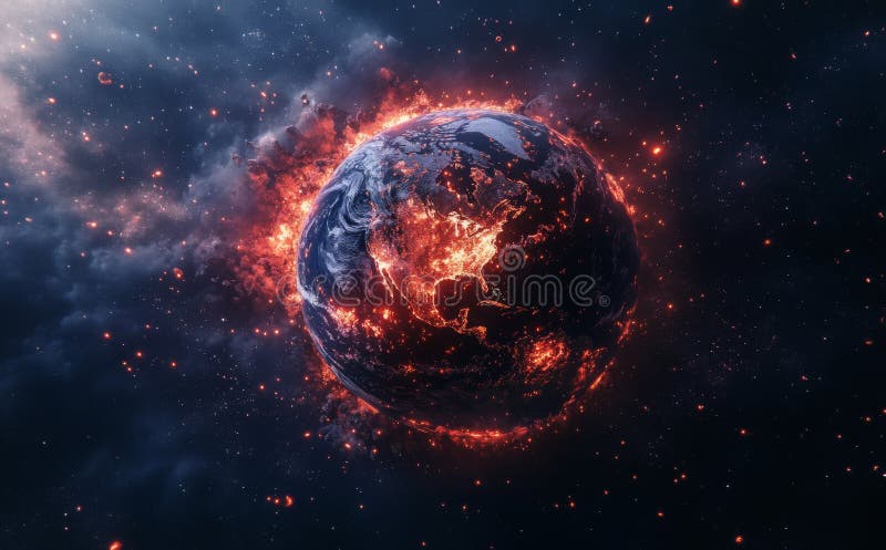 An Apocalyptic Background with Planet Earth Exploding, a Middle Ages ...