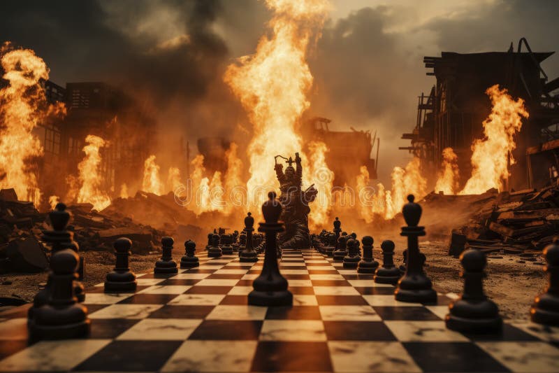 Apocalyptic Chess Game with Intense Flames Stock Image - Image of heat ...