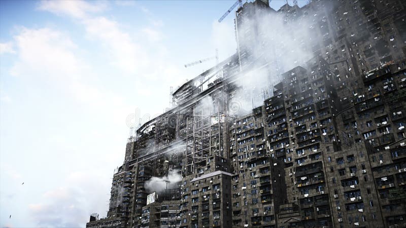 Apocalyptic City Build. Overpopulation Problem. Realistic 4k Animation ...