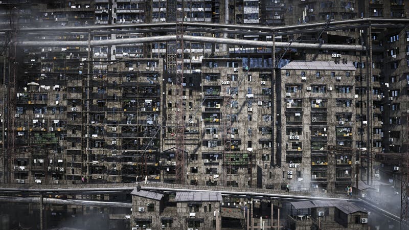 Apocalyptic City Build. Overpopulation Problem. Realistic 4k Animation ...