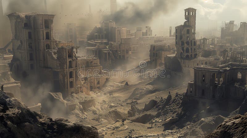 Apocalyptic City in Ruins, on the Brink of Total Destruction, AI ...