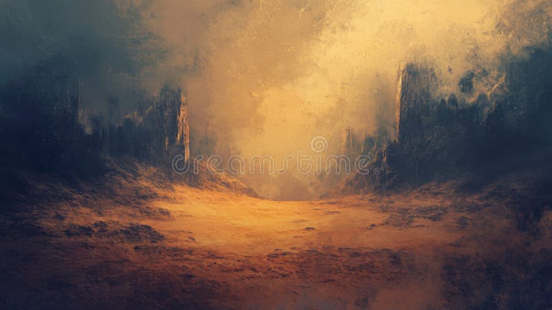 Apocalyptic City Ruins at Sunset: a Desolate Desert Landscape Stock ...