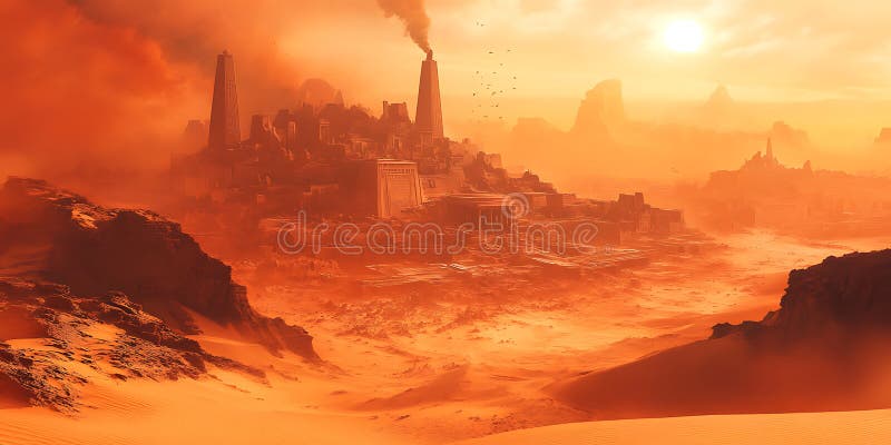 Apocalyptic Cityscape Dust Storm Digital Art Stock Illustration ...