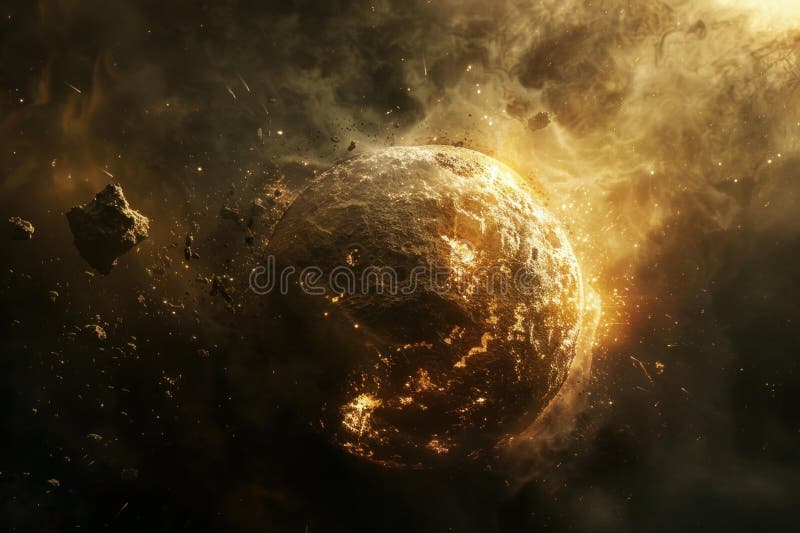Apocalyptic Cosmic Event with Exploding Planet Stock Illustration ...