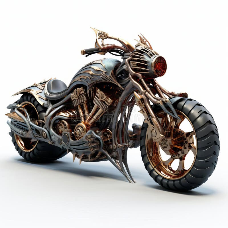 Apocalyptic 3d Motorcycle on White Isolated Background Image Stock ...