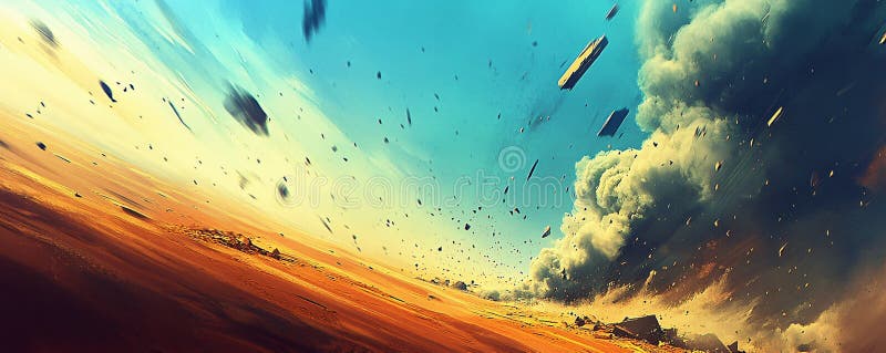 Apocalyptic Desert Landscape Debris Storm Dramatic High Quality Image ...