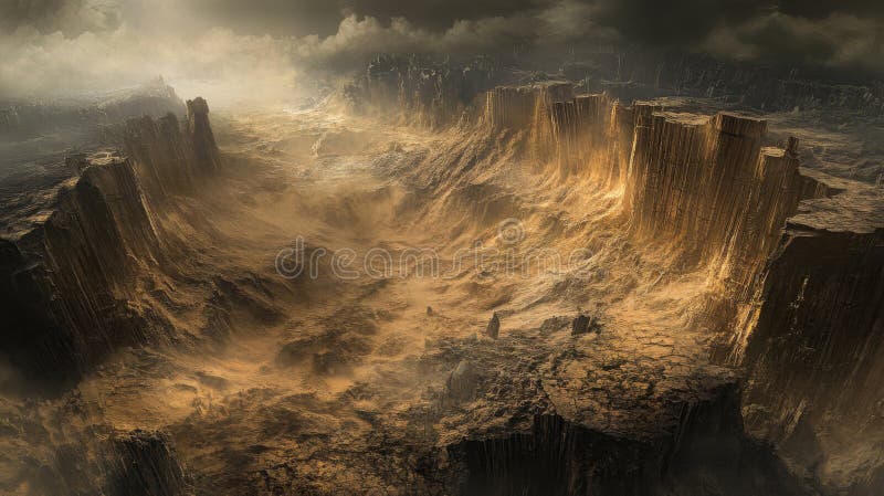 Apocalyptic Desert Ruins Landscape Stock Illustration - Illustration of ...