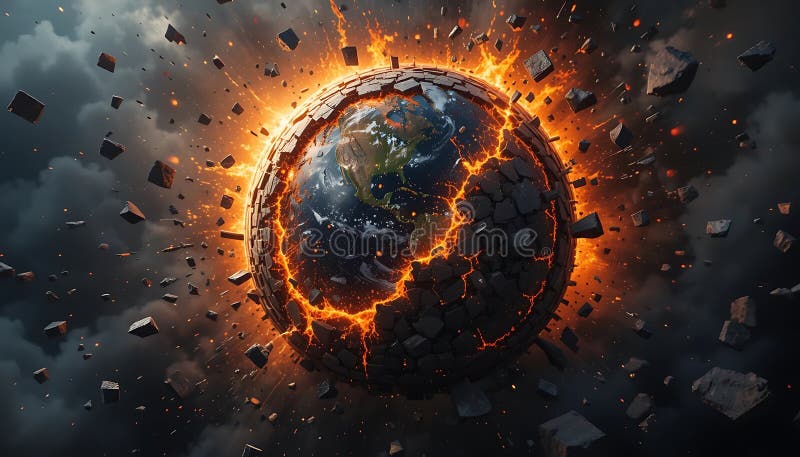 Apocalyptic Earth Destruction: Fiery Planet Explosion Stock ...