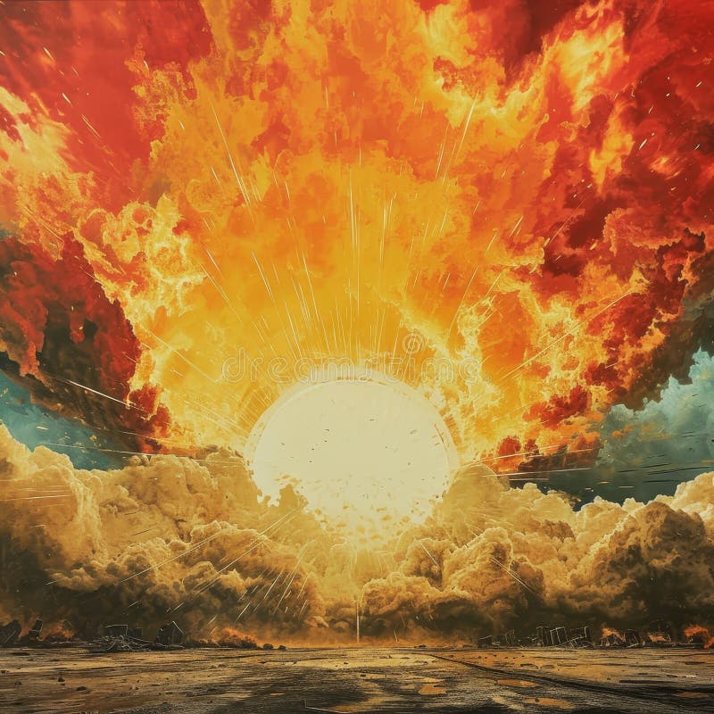 Apocalyptic Explosion with Fire and Smoke Stock Illustration ...