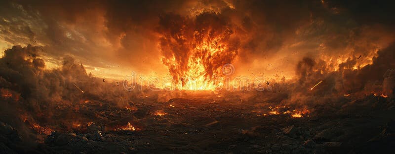 Apocalyptic Firestorm Devastation and Destruction Stock Illustration ...