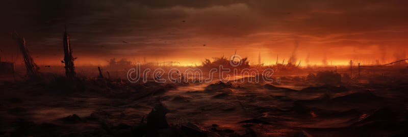 Apocalyptic Landscape, Desolate Battlefield. Post-Apocalyptic ...