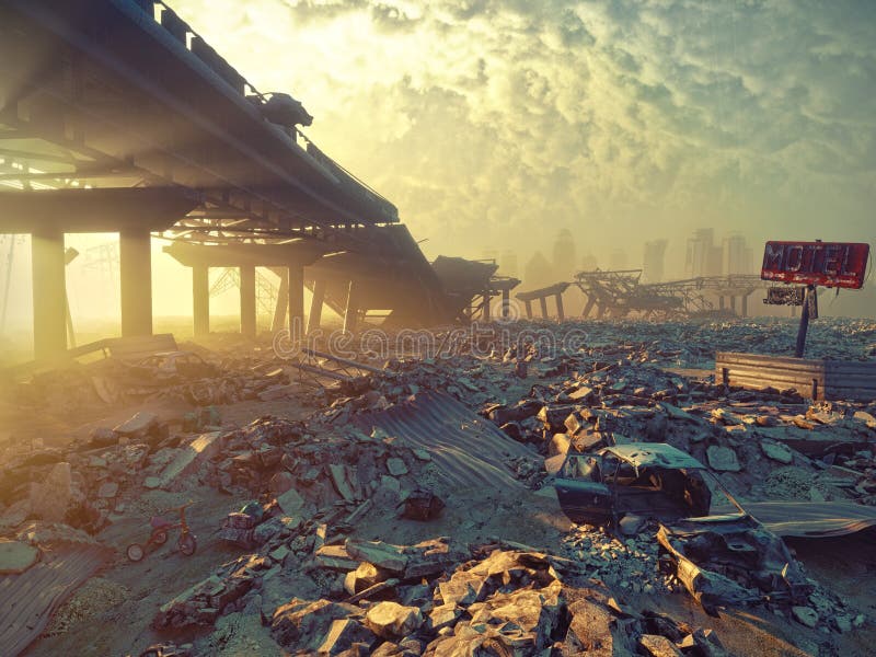 Apocalyptic landscape stock illustration. Illustration of disaster ...