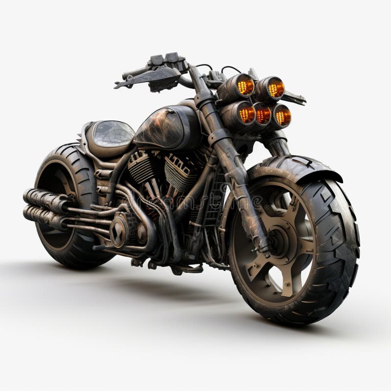 Apocalyptic Motorcycle: Hyper-realistic Sci-fi 3d Art Stock ...