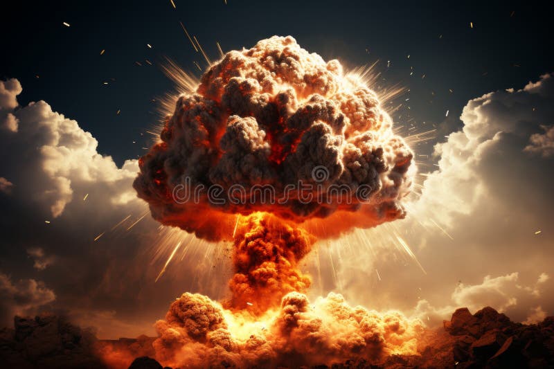 Apocalyptic Nuclear Explosion with Blinding Incandescence on Cratered ...