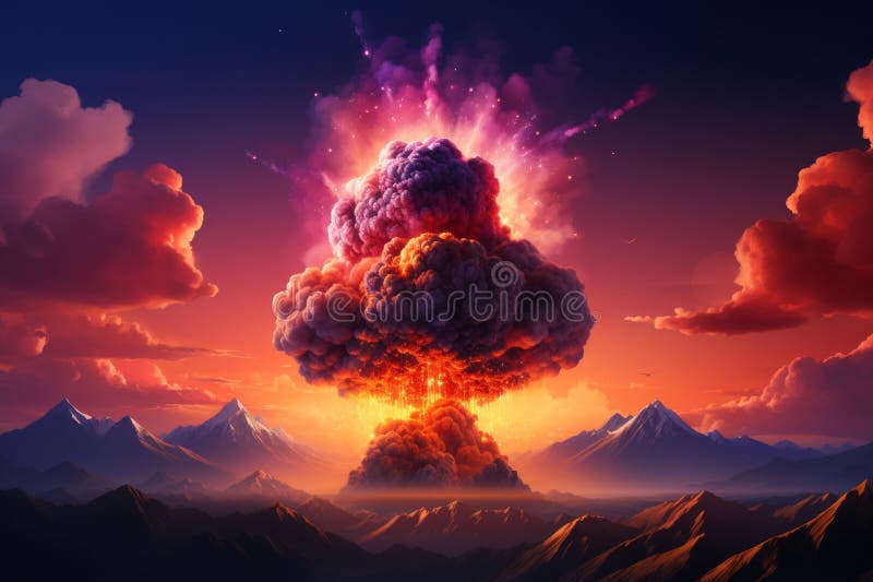 Apocalyptic Nuclear Explosion on Devastated Planet with Fiery Red Edges ...