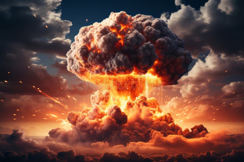 Apocalyptic Nuclear Explosion with Fiery Red Edges, Planetary Surface ...