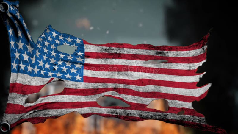 Apocalyptic Ragged Flag of Germany. Realistyc 3d Animation on Wind ...