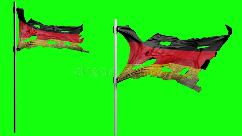 Apocalyptic Ragged Flag of Germany. Realistyc 3d Animation on Wind ...