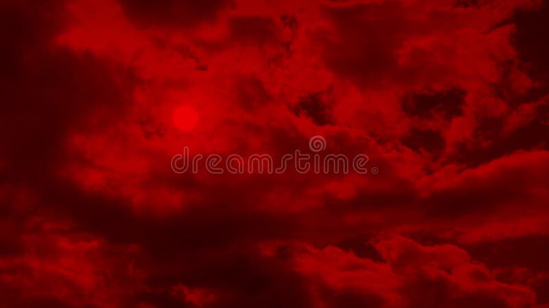 Apocalyptic Red Sky with Sun Behind the Clouds Stock Video - Video of ...