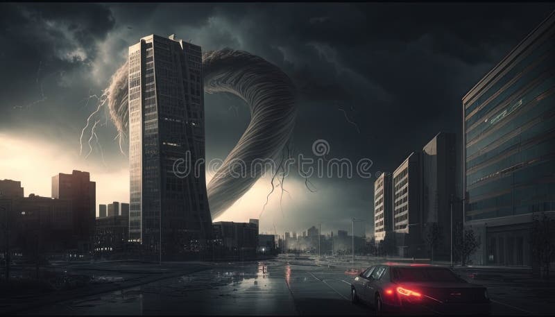 Apocalyptic Scene of City in Tornado S Path, Destructive Force at Its ...