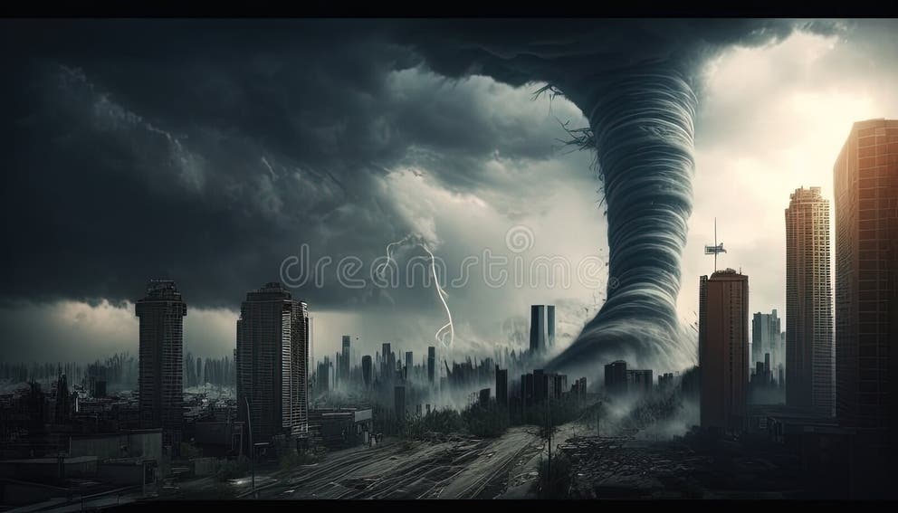 Apocalyptic Scene of City in Tornado S Path, Destructive Force at Its ...