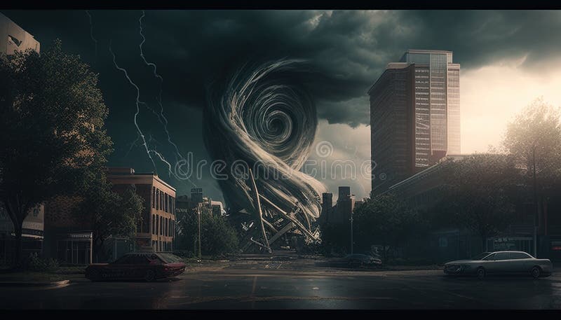 Apocalyptic Scene of City in Tornado S Path, Destructive Force at Its ...