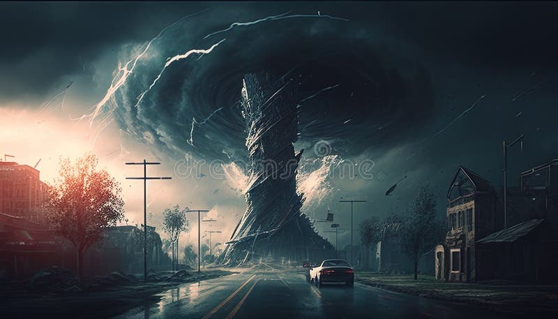 Apocalyptic Scene of City in Tornado S Path, Destructive Force at Its ...