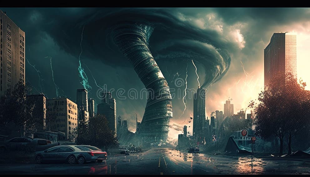 Apocalyptic Scene of City in Tornado S Path, Destructive Force at Its ...