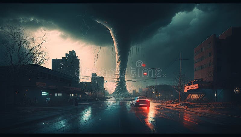Apocalyptic Scene of City in Tornado S Path, Destructive Force at Its ...