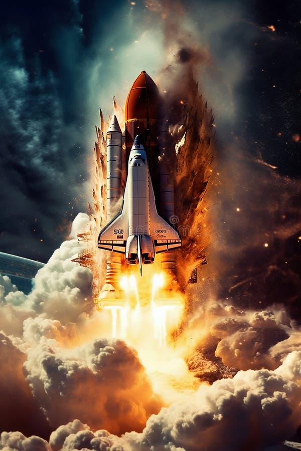 Apocalyptic Scene of International Space Shuttle Collision. Generative ...
