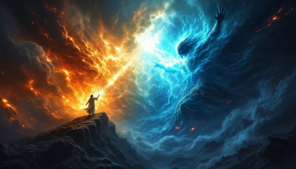 Apocalyptic Scene of Judgment Day with Heaven and Hell Light Stock ...