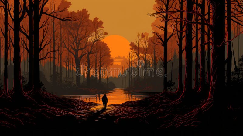 Apocalyptic Sunset: a Detailed Journey through a Distorted Deciduous ...