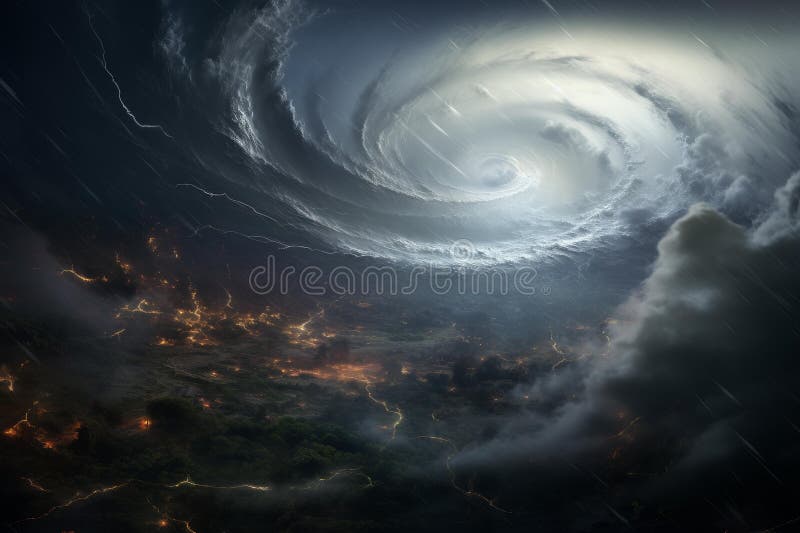 Apocalyptic Thunderstorm with Tornado and Fire Stock Image - Image of ...