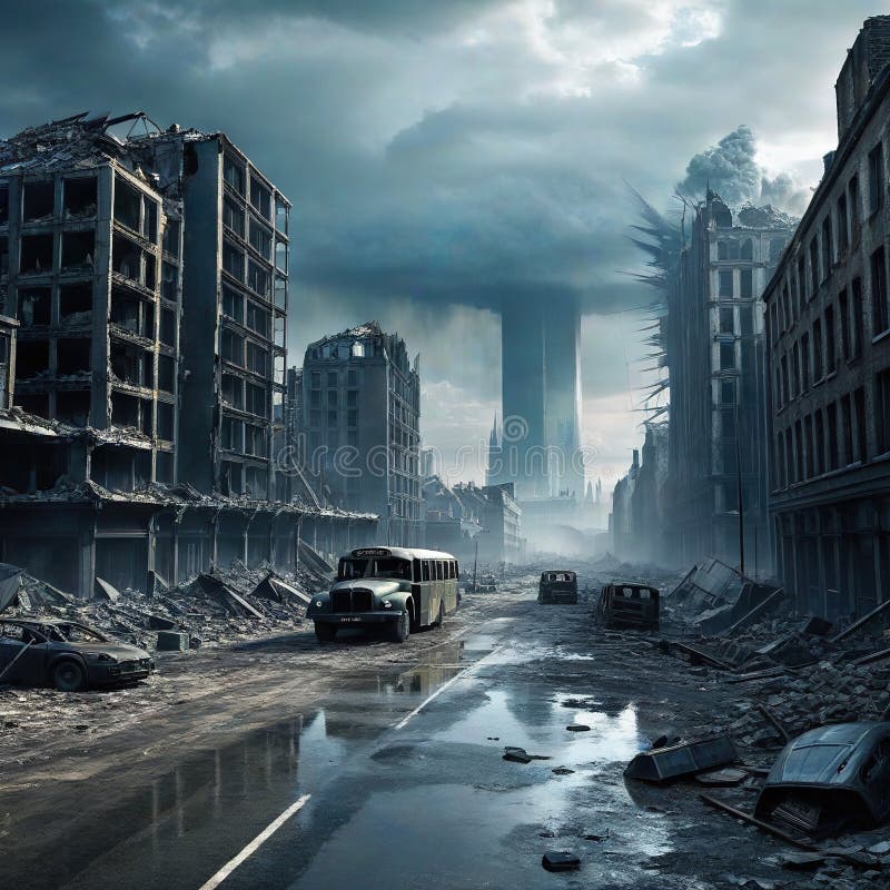 Apocalyptic View of Destroyed City Buildings, Post Apocalypse after ...