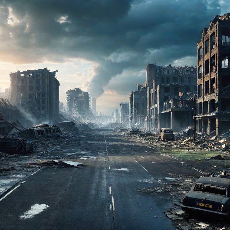 Apocalyptic View of Destroyed Post Apocalypse after Stock Illustration ...