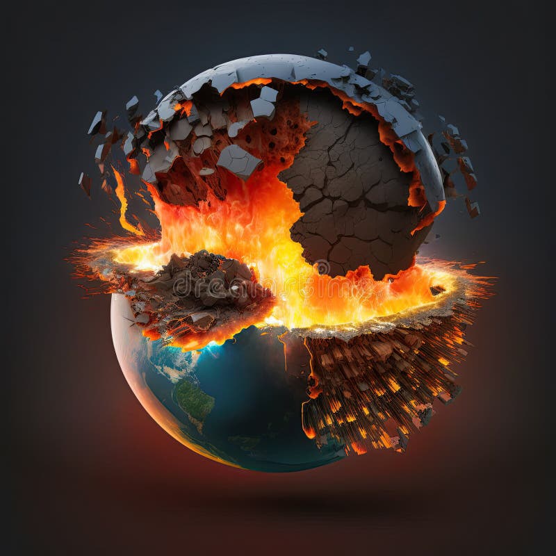 Space View of a Planet Earth Explosion Stock Illustration ...