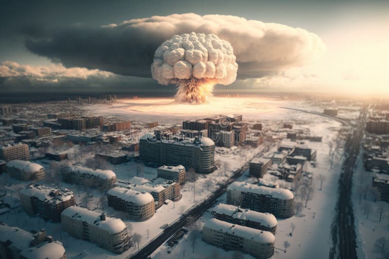 Apocalyptic World after a Catastrophic Nuclear Explosion. Nuclear Winter Concept. Generative AI ...